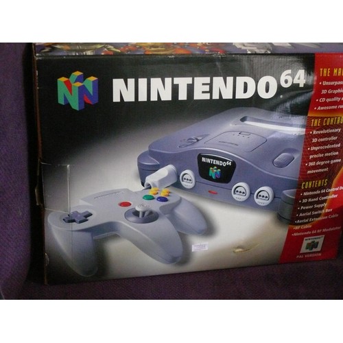 NINTENDO 64 BOXED WITH CONTROLLER, EXPANSION PACK AND 10 GAMES