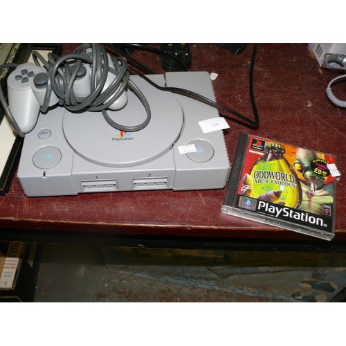 SONY PLAYSTATION 1 WITH CONTROLLER AND ODEWORLD ABE'S EXODUS GAME