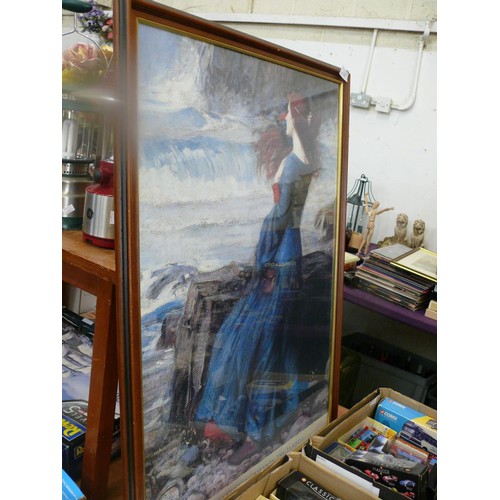LARGE FRAMED AND GLAZED PRE RAPHAELITE PRINT OF MIRANDA THE TEMPEST BY ...