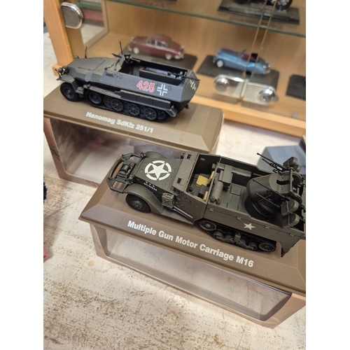 COLLECTION OF MILITARY MODELS OF TANKS AND SHIPS WITH ORIGINAL BOXES