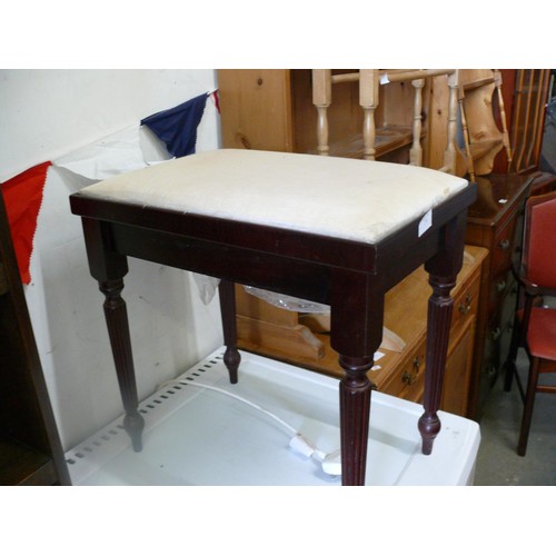 Small dark wood stool with reeded column legs