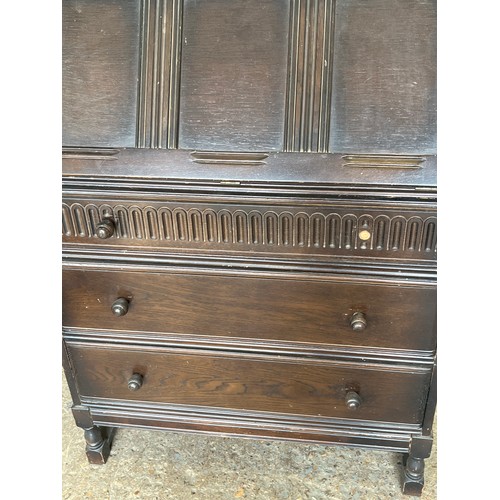 Vintage dark wood bureau with drop down front and 3 drawers