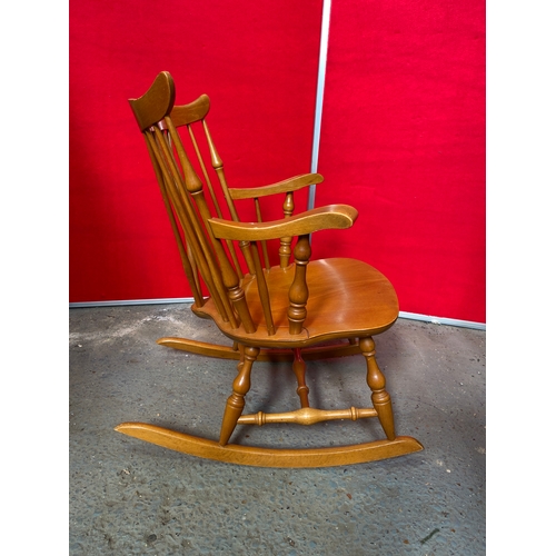 Mid century blonde beech stick back Windsor rocking chair, made by Stoe ...