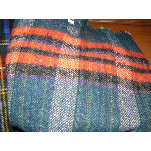 BRONTE TWEEDS, WOOL TARTAN FRINGED BLANKET PLUS AN EARL-WOOD TARTAN ...