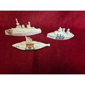 A crestware ship model by Shelley China plus 2 by Carlton China