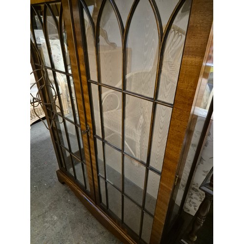 Reprodux walnut veneer display case with key