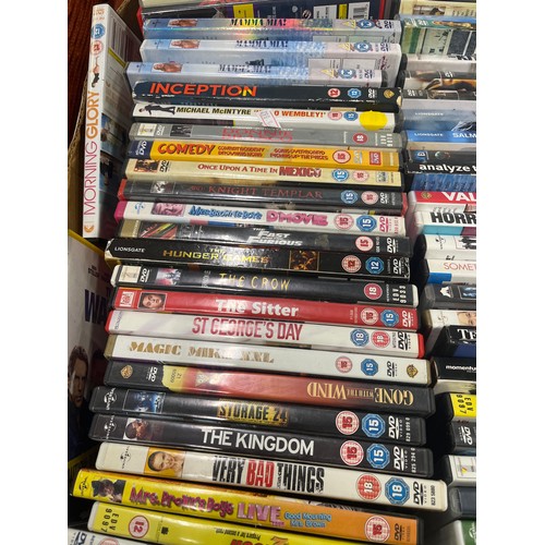 Large box of DVD's to include The Hunger Games, Mama Mia, Fast and the ...