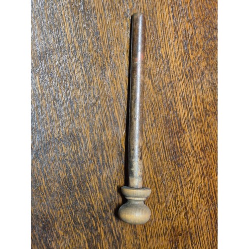 Etched brass alter bell gong with wooden mallet striker.