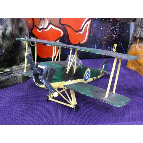 Hand made model of a bi-plane
