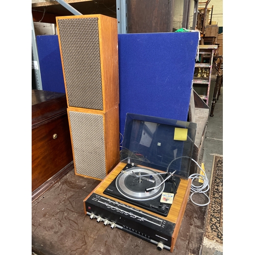 Garrard Marconiphone record player and radio tuner with speakers, part ...