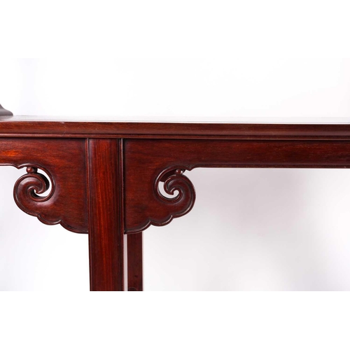 A long Chinese scroll table, 20th century, possibly huanghuali, with ...