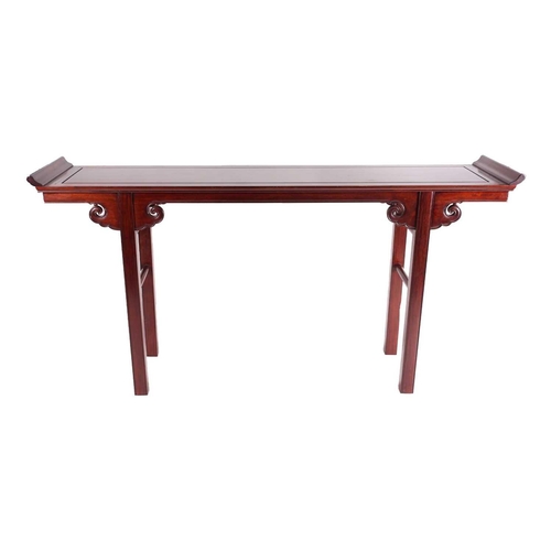 A long Chinese scroll table, 20th century, possibly huanghuali, with ...
