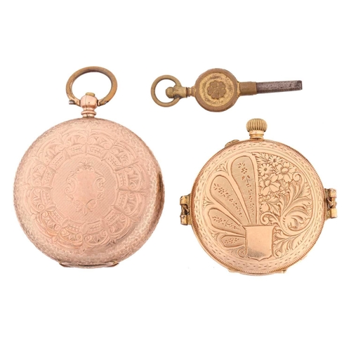Two open-face fob pocket watches, the first features a key wound ...