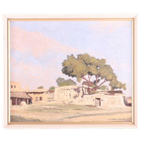 Lalit Mohan Sen (Indian, 1898 - 1954), Three landscapes with buildings ...