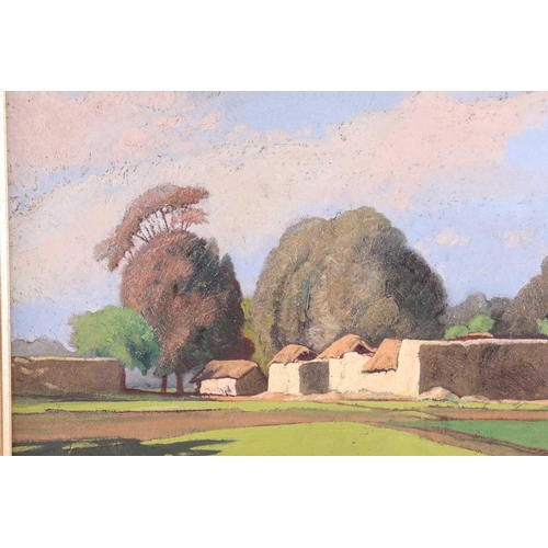 Lalit Mohan Sen (Indian, 1898 - 1954), Three landscapes with buildings ...