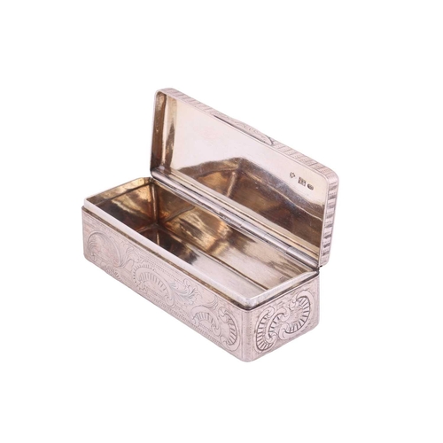 A Russian snuff box of rectangular form, Moscow 1847, with rounded ...