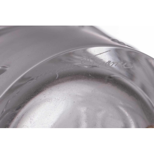 A Lalique frosted glass vase, decorated in the 'Mustang' pattern ...