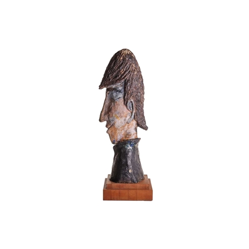 Guy Routledge, bust of a man, stoneware sculpture on a stepped square ...