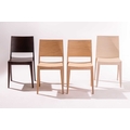 A set of three dining chairs, by Benchmark Furniture in various woods ...