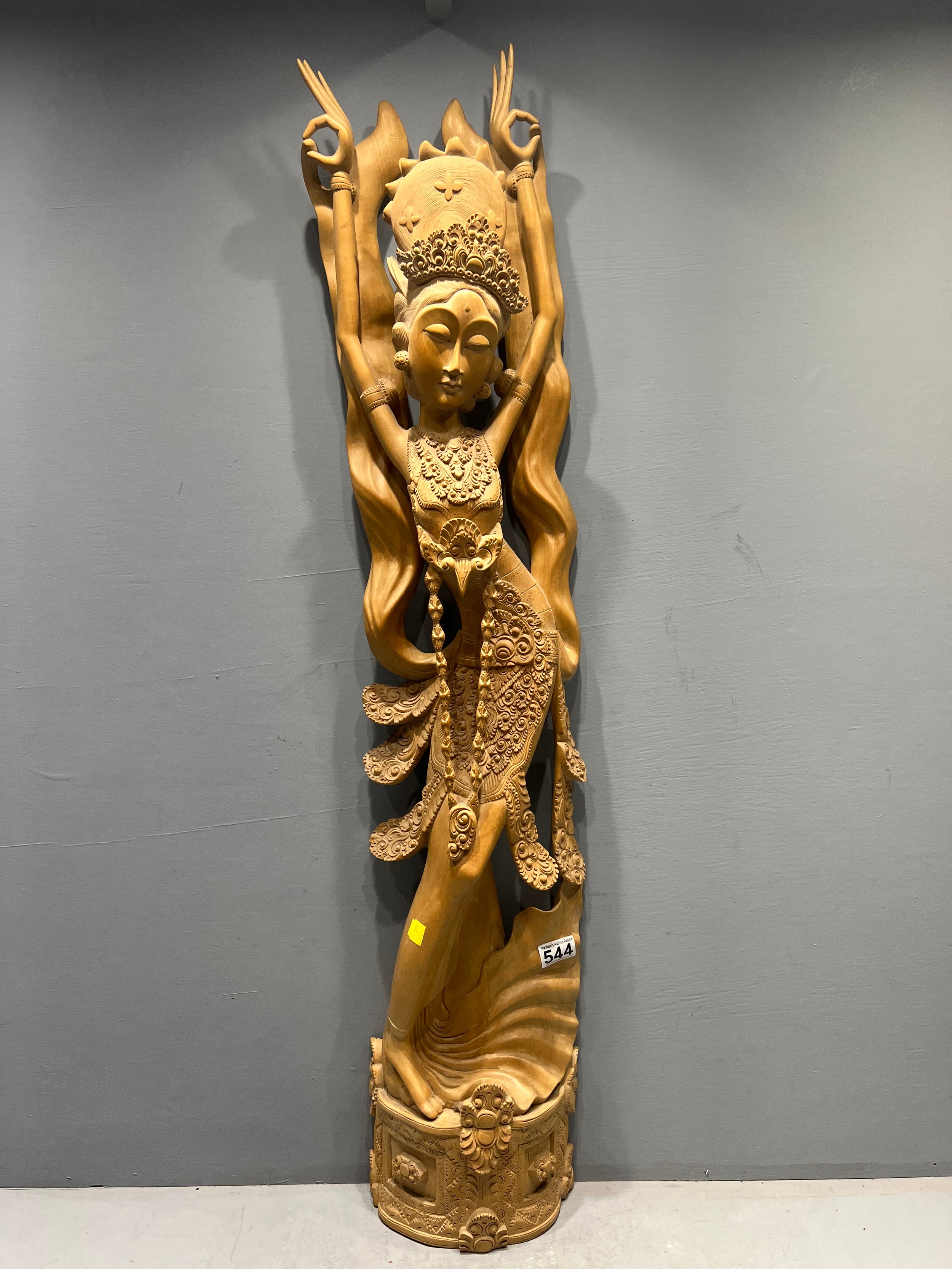 Very large oriental wooden carving 'lady'