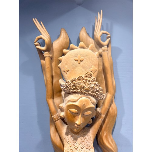 Very large oriental wooden carving 'lady'