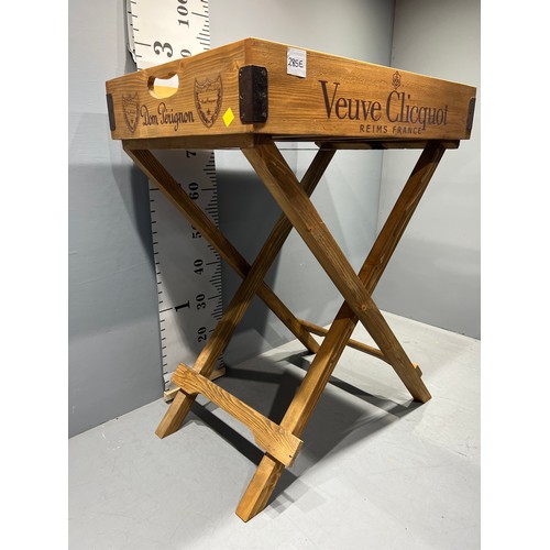 Dom Perignon wood champagne tray on stand