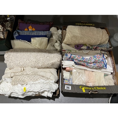 2 Boxes linen, lace, crochet etc