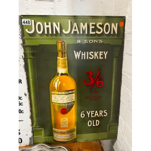 John Jameson + Sons whiskey tin sign
