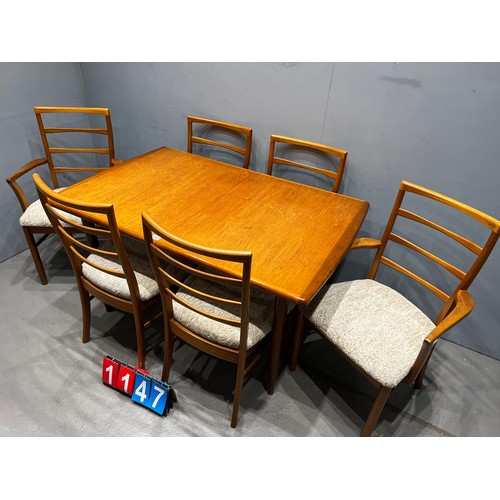 Mid century teak meredew table & 6 chairs clean