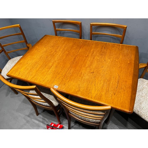 Mid century teak meredew table & 6 chairs clean