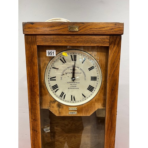Early 20th century oak cased time recorder
