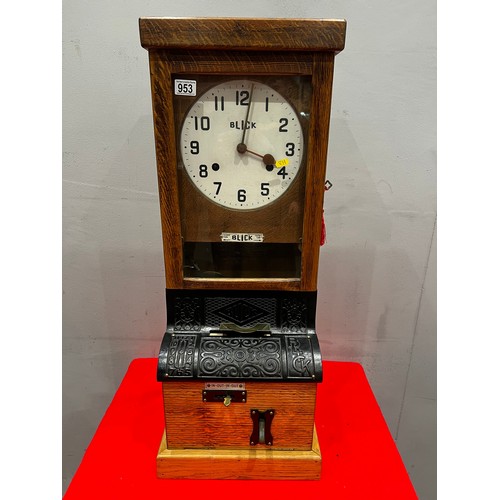 Early 20th century oak cased time recorder blick
