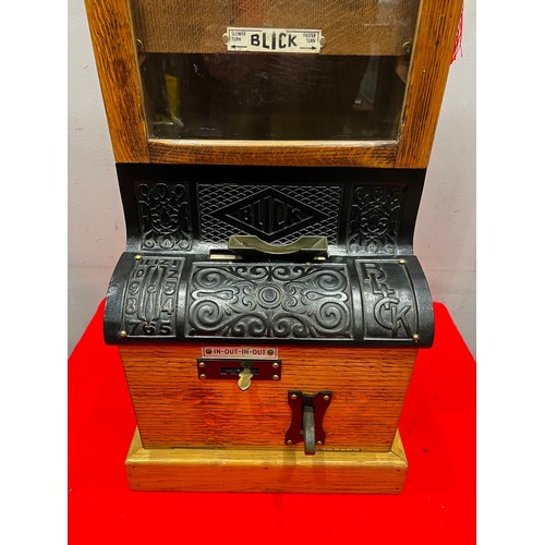 Early 20th century oak cased time recorder blick