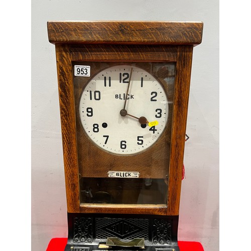 Early 20th century oak cased time recorder blick