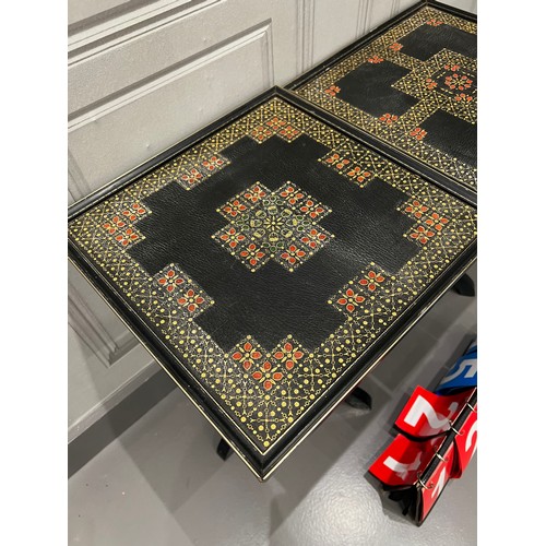 Pair of 'Stanley bray' Nigerian goat skin leather side tables