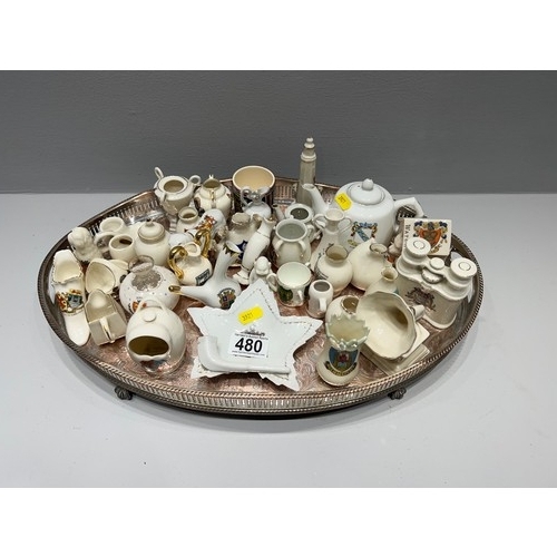 Tray of crested ware