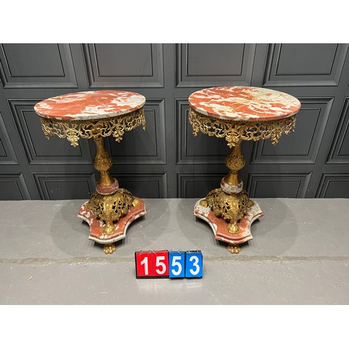 2 Marble & gilt tables