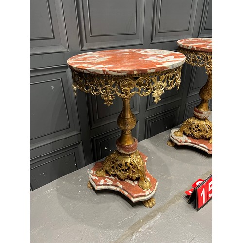 2 Marble & gilt tables