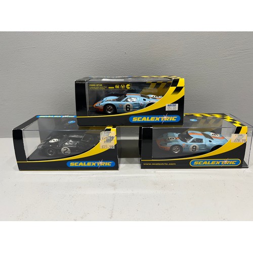 3 scalextric cars in original box
