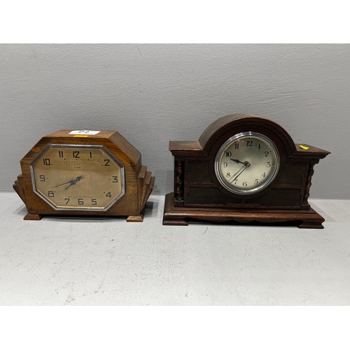 2 Vintage oak mantle clocks
