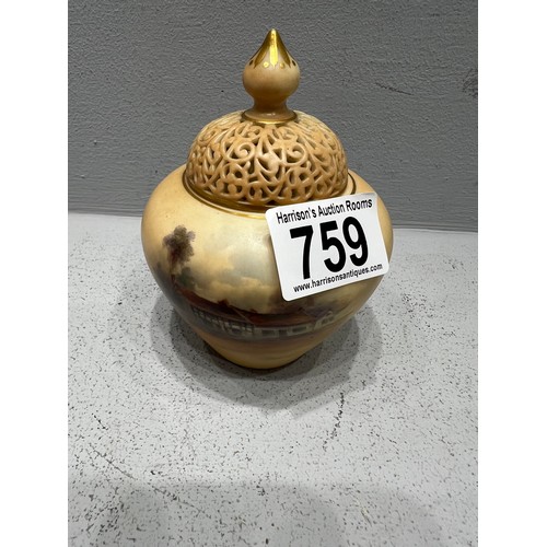Royal Worcester pot pourri lidded pot circa 1900