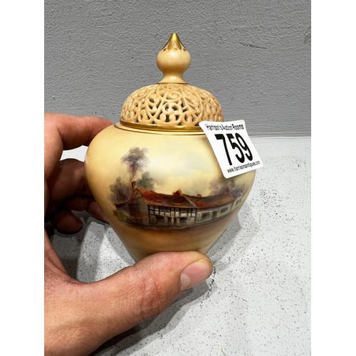 Royal Worcester pot pourri lidded pot circa 1900