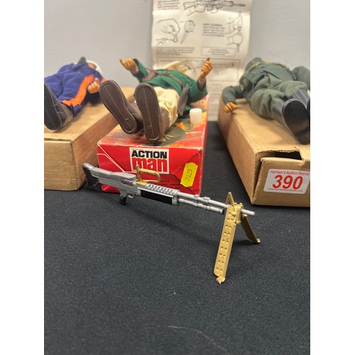 3 vintage boxed Action Man figures (displayed in the white cab)