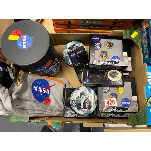 Box of NASA items, keyrings, jigsaw etc