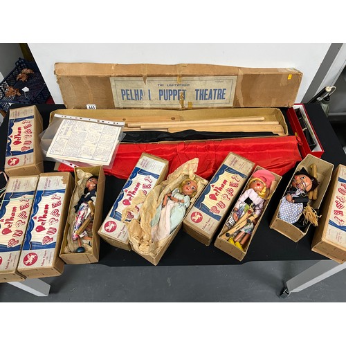 Vintage pelham puppet theatre + 6 pelham puppets all in orignal boxes