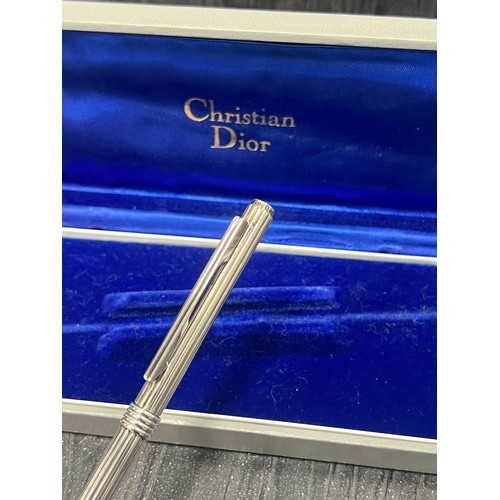 Silver christian dior ball point pen in case