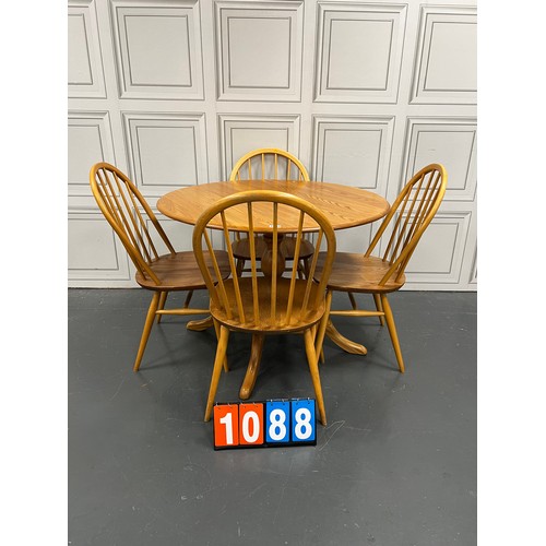 Blonde ercol breakfast table & 4 blonde ercol hoop back chairs very clean