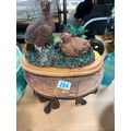 Carved stool + pheasant orniment