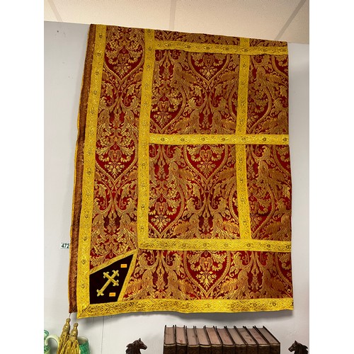 Large red and gold religious table topper fabulous pattern