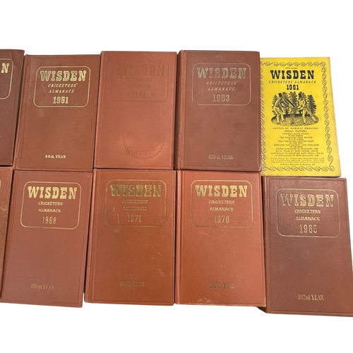 A collection of Wisden hardback books covering the years 1965, 1973 ...
